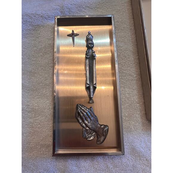 Vintage | Wall Decor | Vintage Religious Metal Plaque Saint And Praying ...